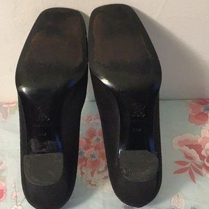 Versace | Shoes | Gianni Versace Black Satin Square Toe Heels Sz 85 ...